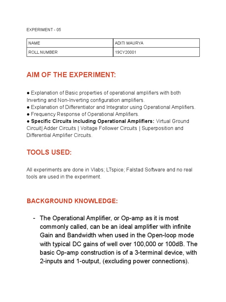 Experiment - 05 | PDF | Operational Amplifier | Amplifier
