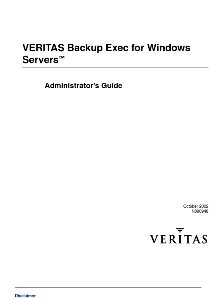 Veritas Backup Exec 9.0 For Windows Servers Administartor's Guide | PDF ...