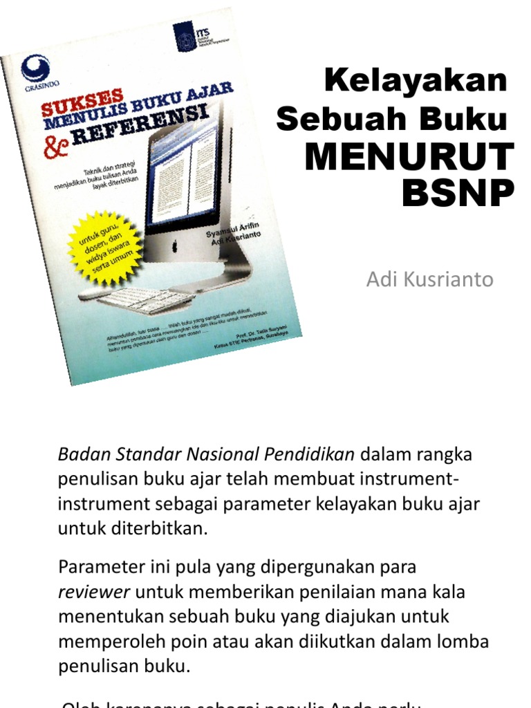 Parameter Kelayakan Buku Ajar Menurut BSNP | PDF