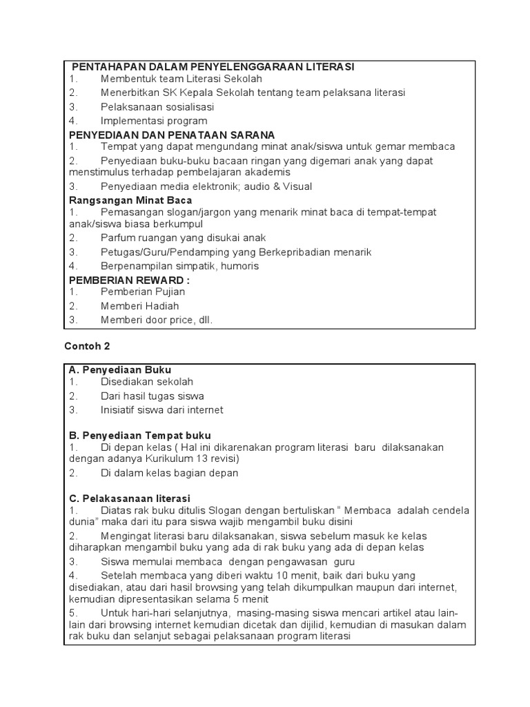 Program Literasi Sekolah SD Terstruktur | PDF