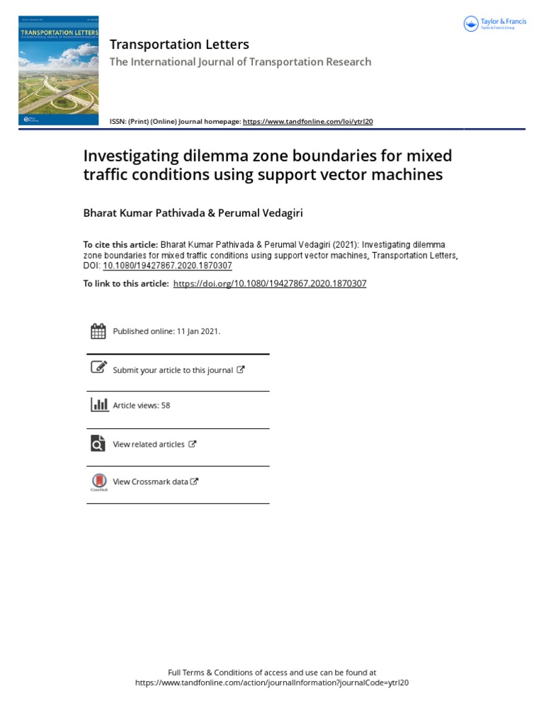 Investigating Dilemma Zone Boundaries For Mixed Traffic Conditions ...
