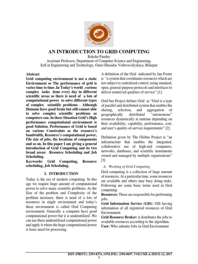 An Introduction To Grid Computing | PDF | Grid Computing | Computer Network