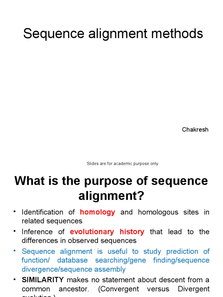 Sequence Alignment Methods Final | PDF | Sequence Alignment | Homology (Biology)