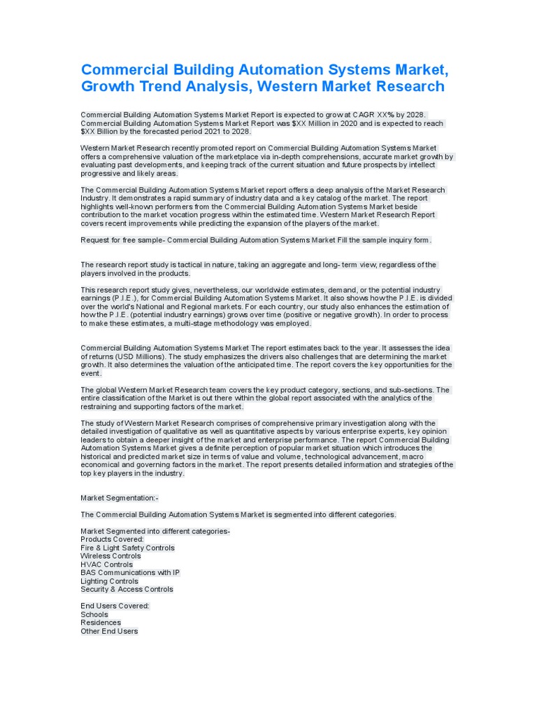 Commercial Building Automation Systems Market | PDF | Automation ...