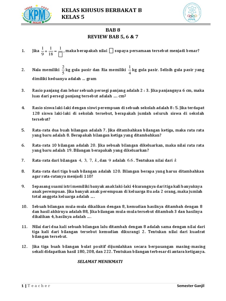 Materi 1-Berbakat B05-MTK-Pertemuan 8 Review | PDF | Metode & Bahan Ajar
