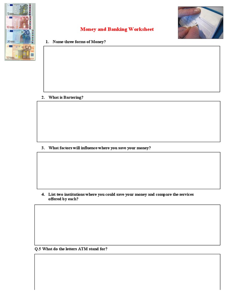 Money and Banking Worksheet: 1. Name Three Forms of Money? | PDF ...