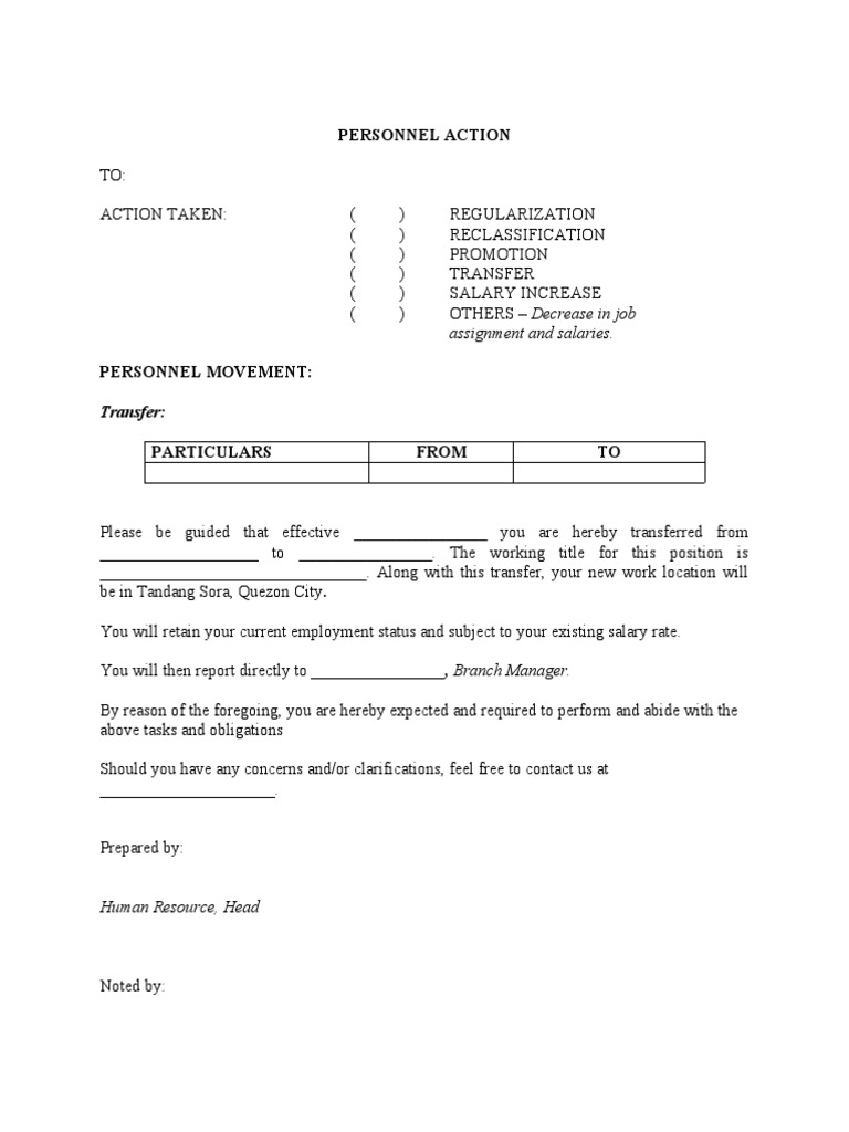 Personnel Action: Assignment and Salaries | PDF
