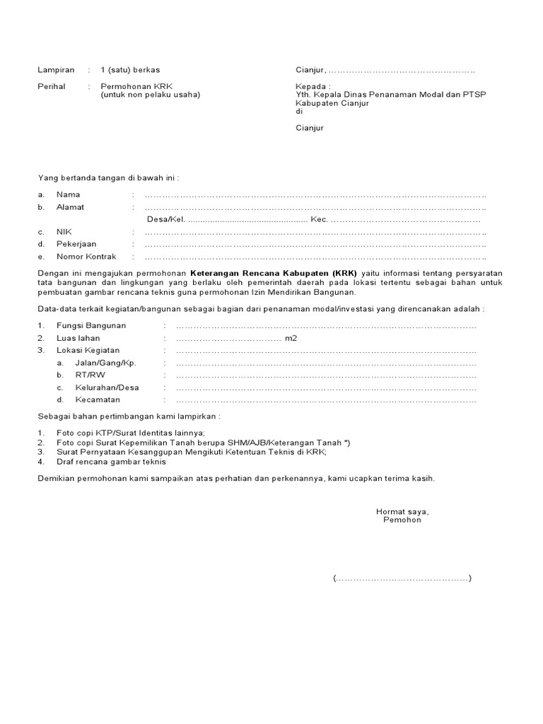 Form KRK Non Pelaku Usaha | PDF