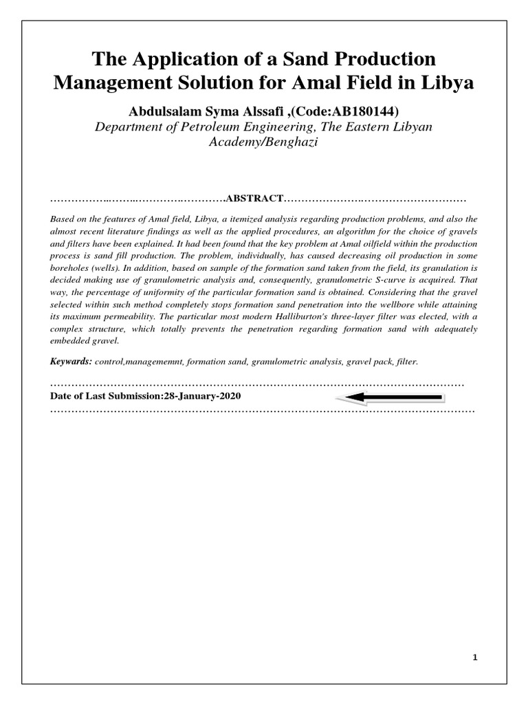 Applying Sand Management for Amal Field | PDF | Petroleum Reservoir ...