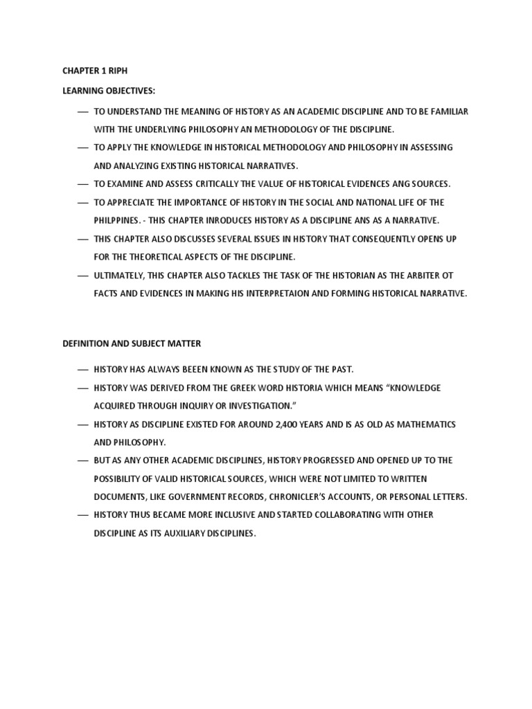 Chapter 1 Riph Learning Objectives | PDF