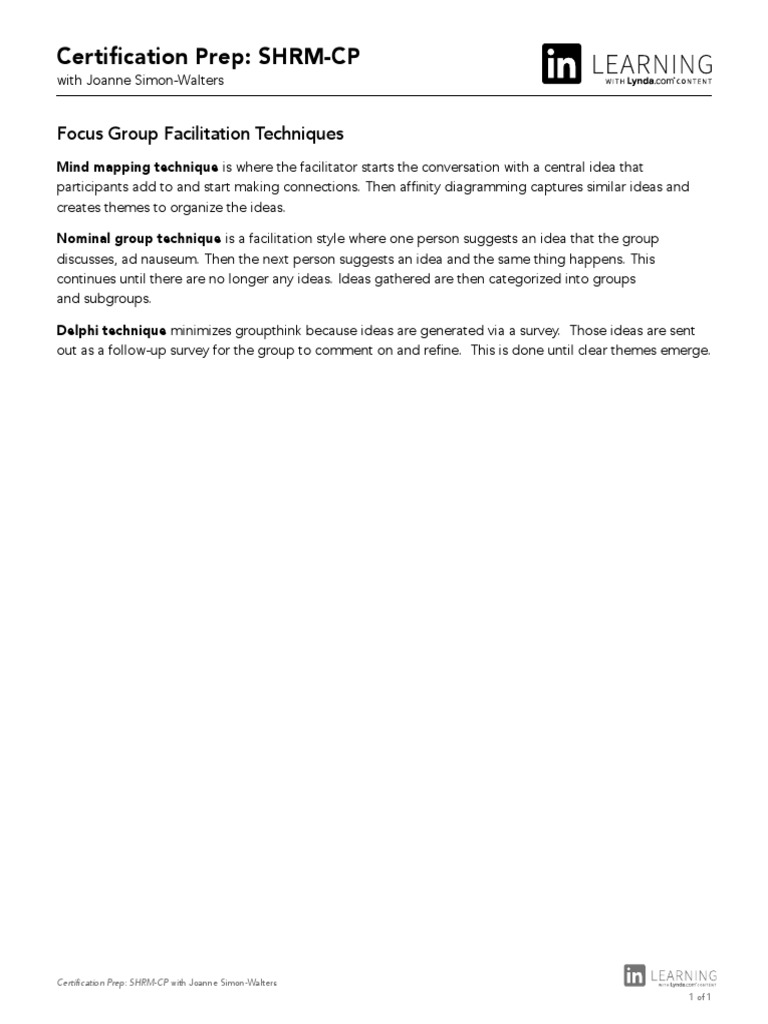 Focus Group Facilitation Techniques | PDF