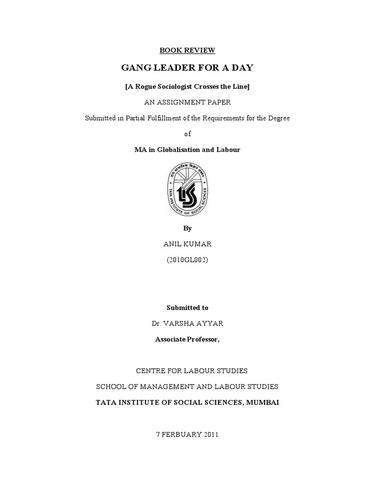 BOOK REVIEW of Gang Leader For A Day | PDF | Ethnography | Qualitative ...