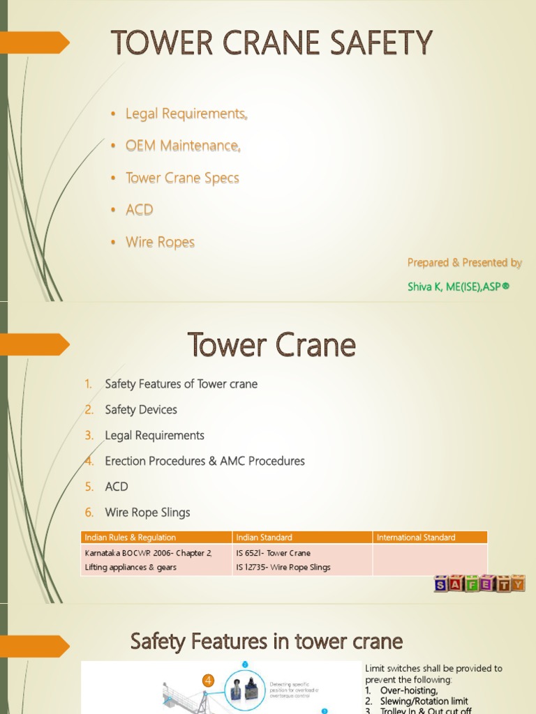 Legal Requirements, - OEM Maintenance, - Tower Crane Specs - Acd - Wire Ropes | PDF | Crane ...