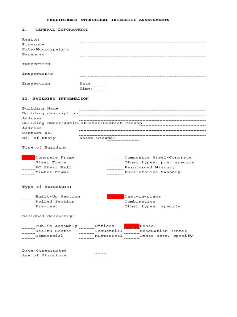 Building Inspection Template | PDF | Reinforced Concrete | Beam (Structure)
