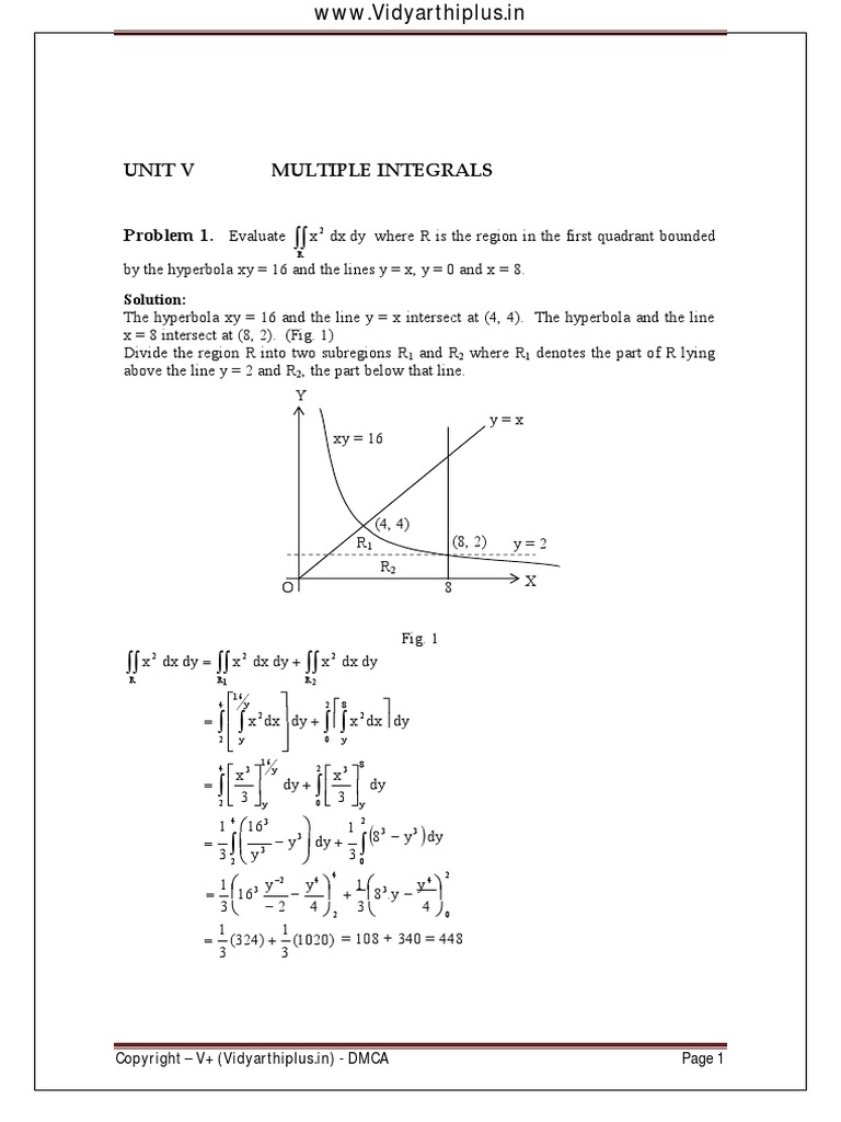 Unit V Multiple Integrals Problem 1.: Solution | PDF | Geometry ...