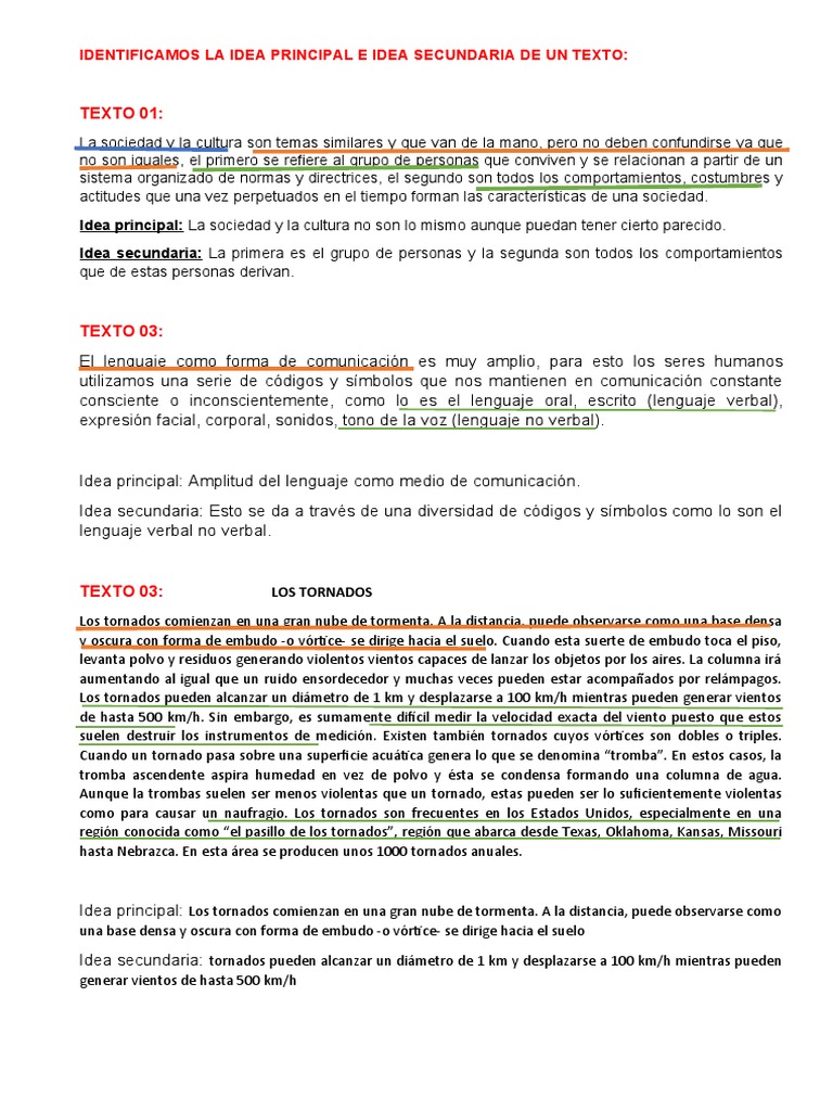 Identificamos La Idea Principal e Idea Secundaria de Un Texto | PDF ...