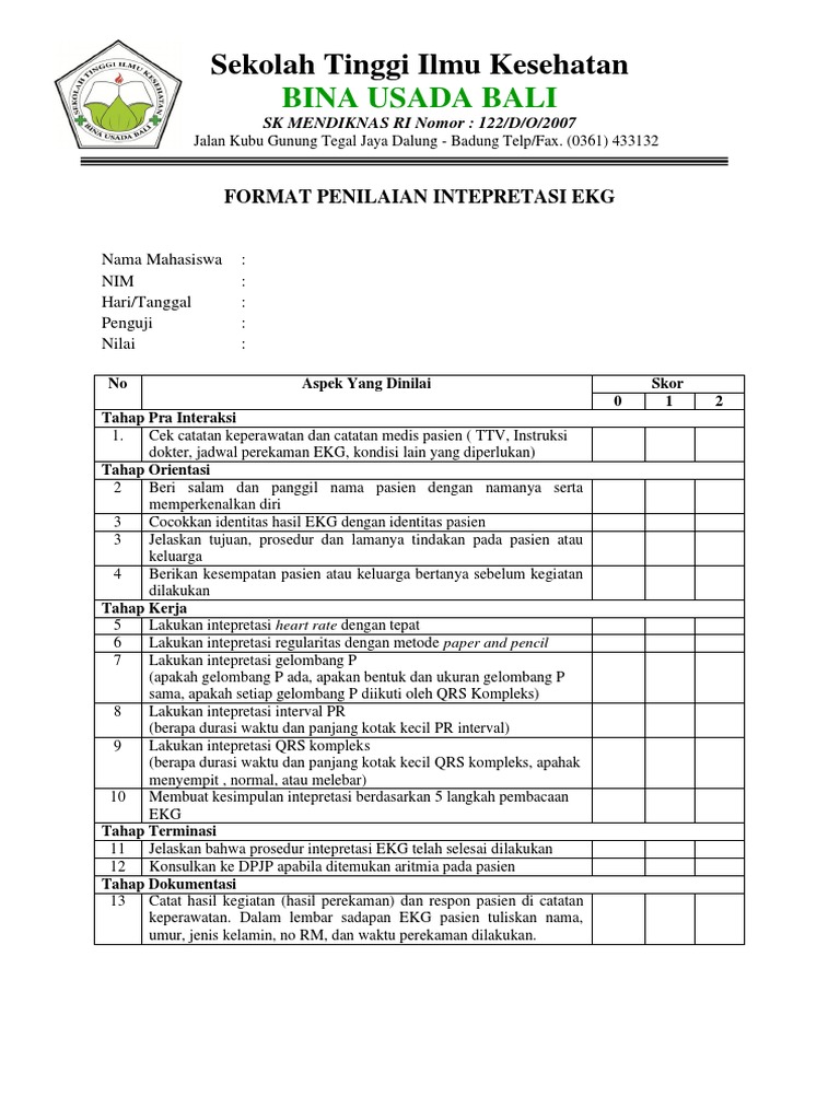 Format Penilaian Interpretasi EKG | PDF