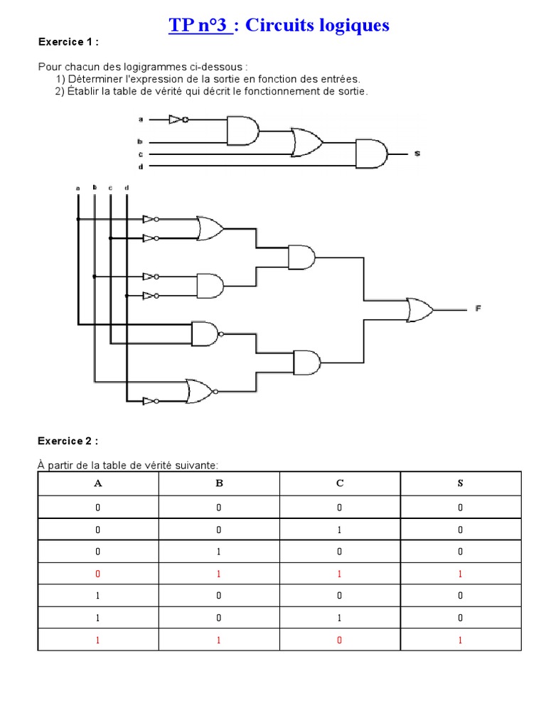 16 TP3 Circuits Logiques | PDF 16 TP3 Circuits Logiques | PDF