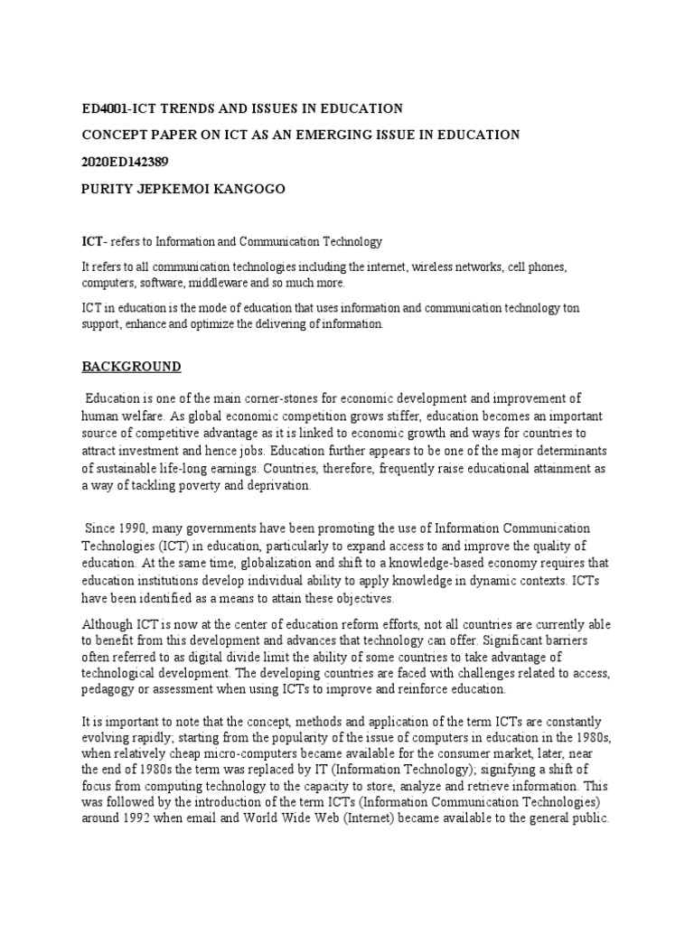 Concept Paper, Ict As An Emerging Issue | PDF | Information And ...