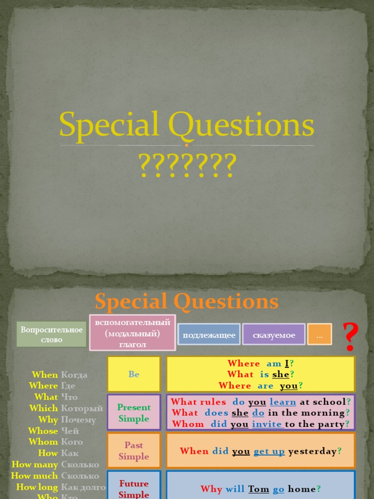 Special Questions in English Grammar | PDF | Language Arts & Discipline