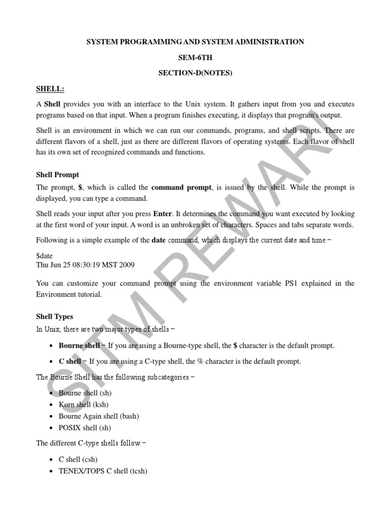 System Programming and System Administration Sem-6Th Section-D (Notes ...