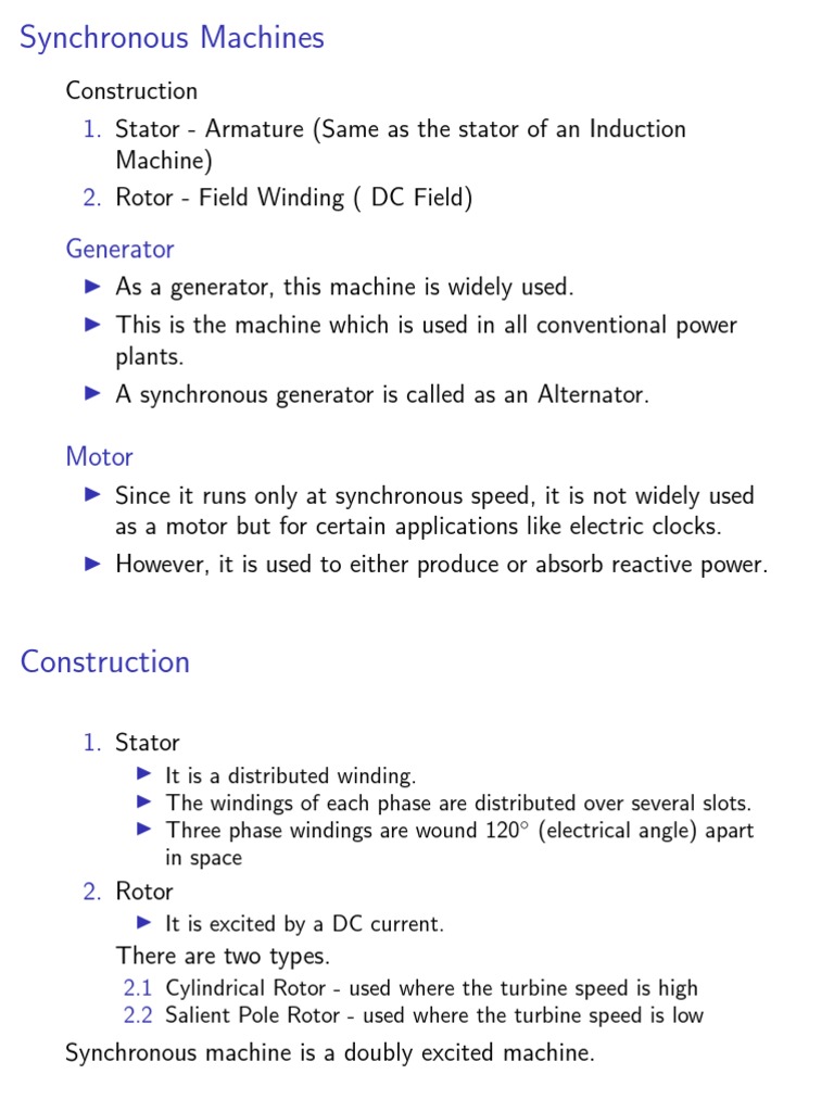 Synchronous Machines | PDF | Electric Motor | Mechanical Engineering