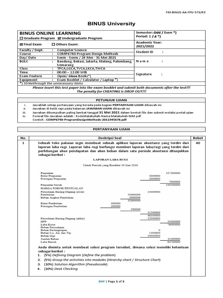 LKCA COMP6740 ProgramDesignMethods-Question | PDF | Komputer
