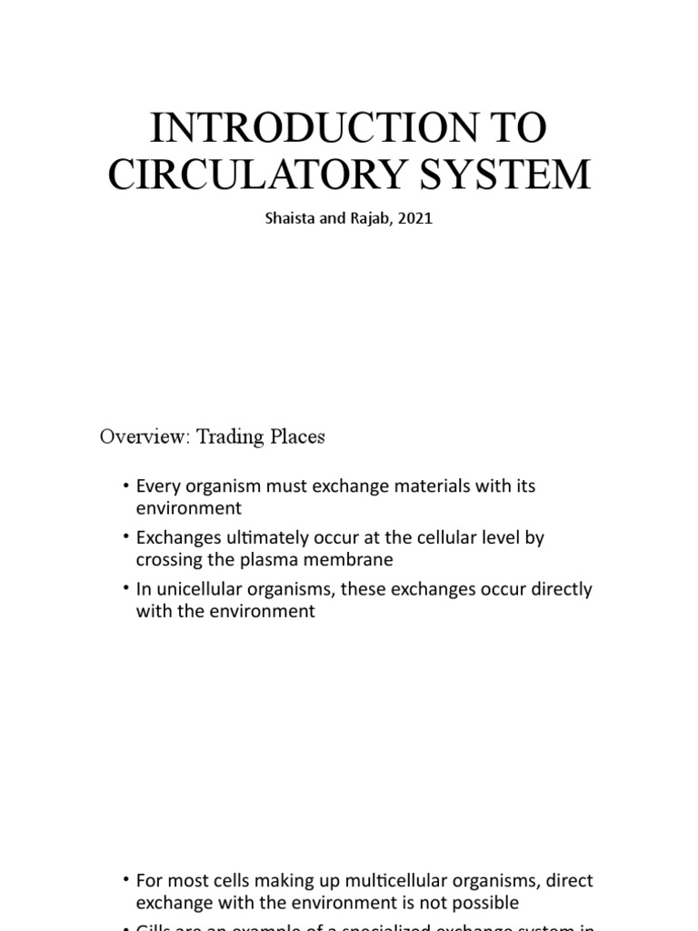 Introduction To Circulatory System | PDF | Circulatory System | Heart