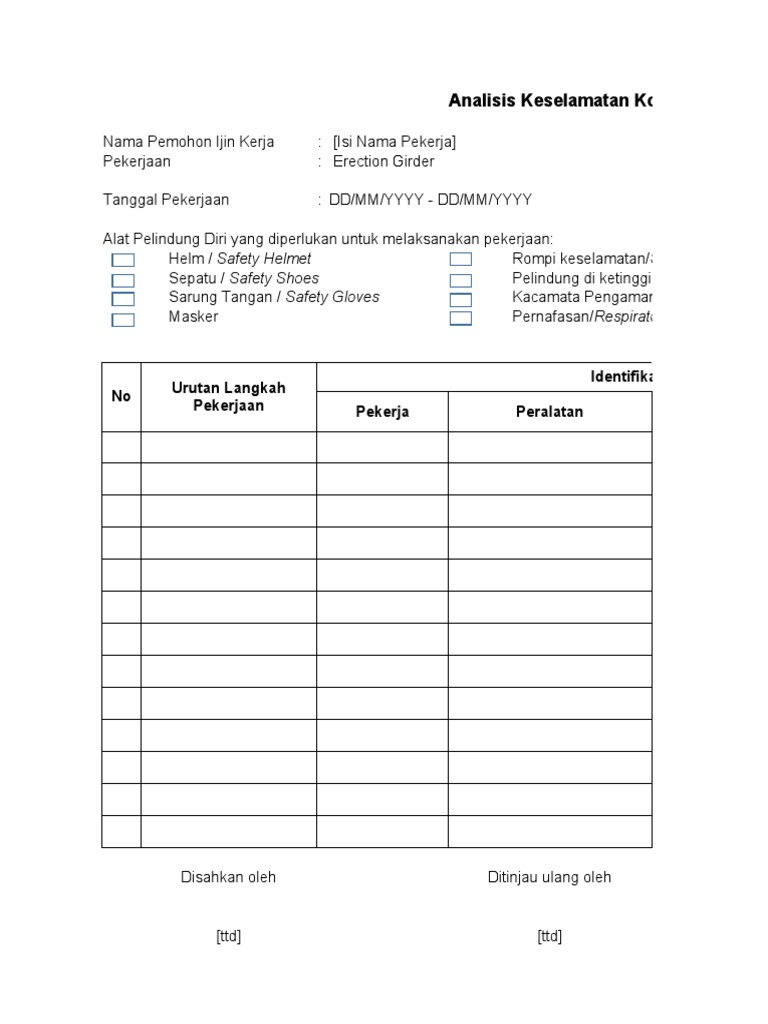 Format Csa (Construction Safety Analysis) Rev 01 | PDF