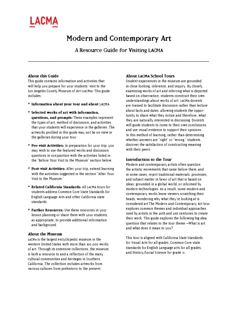 Modern Contemporary Art Resource Guide | PDF | Museum | Aesthetics
