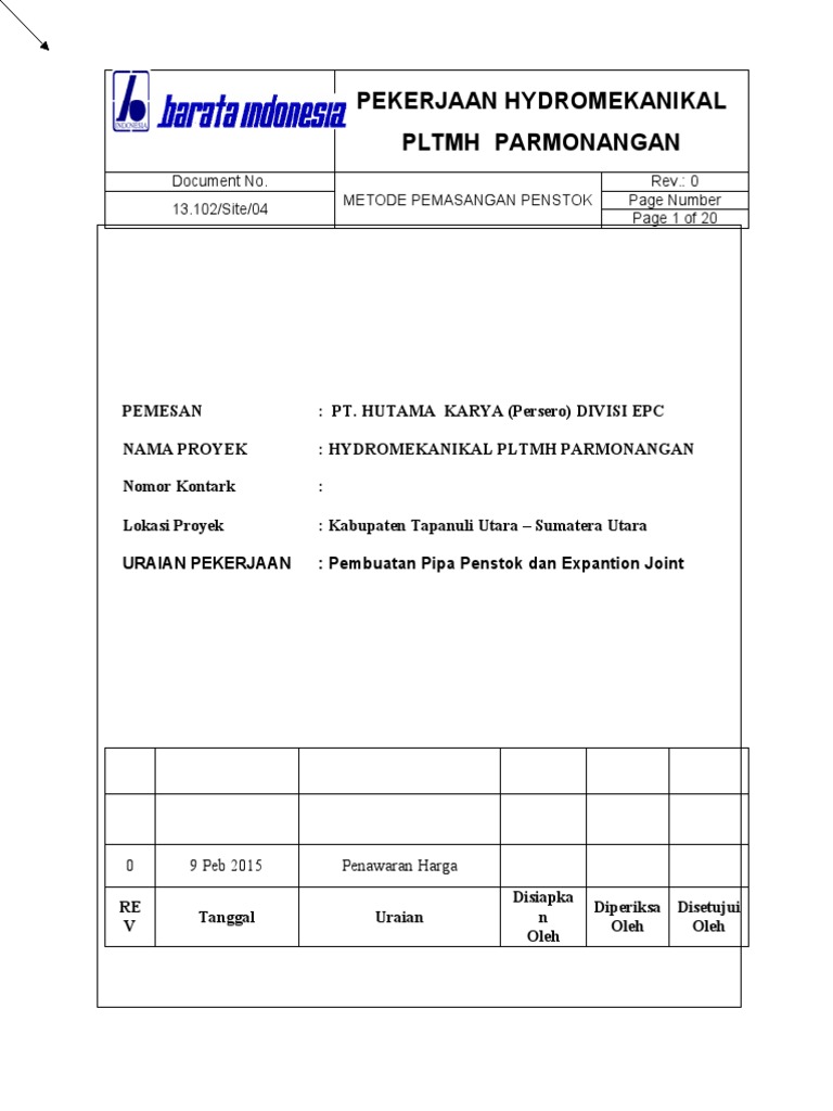 OPTIMIZED TITLE FOR PENSTOCK INSTALLATION METHOD | PDF