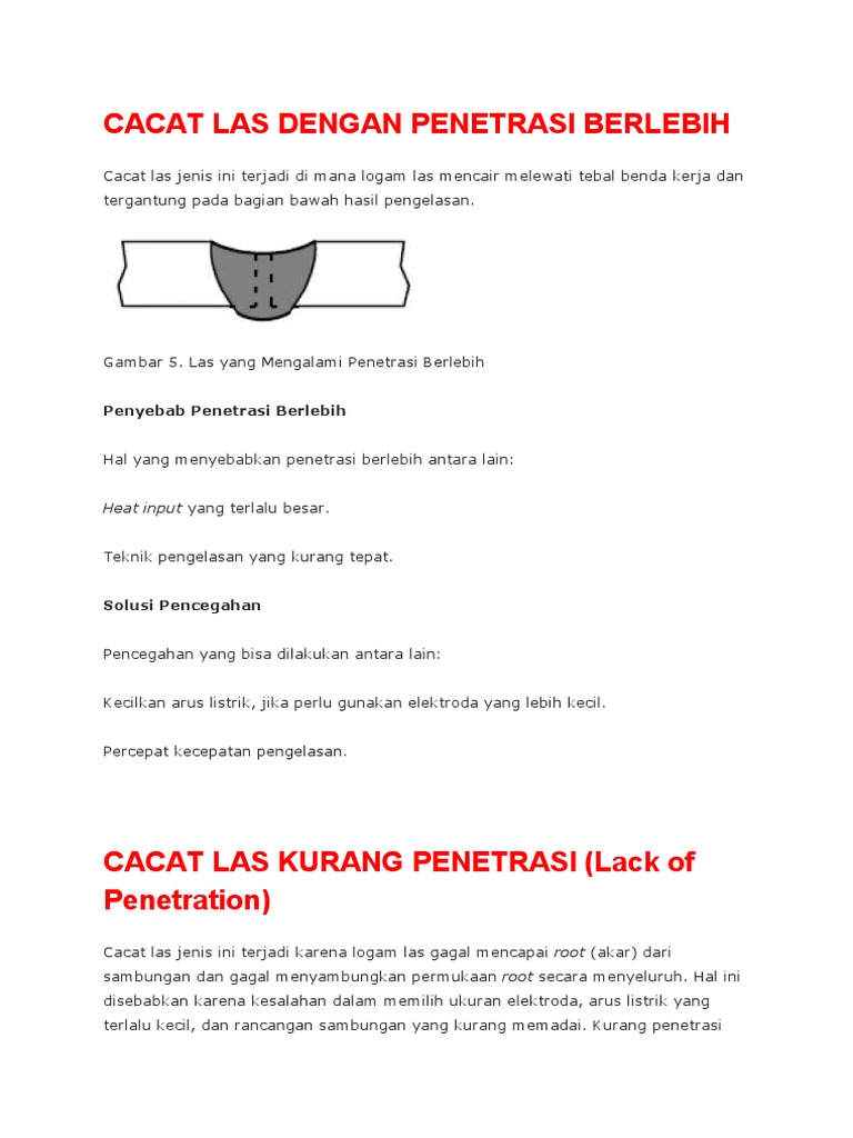 Cacat Las Dengan Penetrasi Berlebih | PDF | Teknologi & Rekayasa