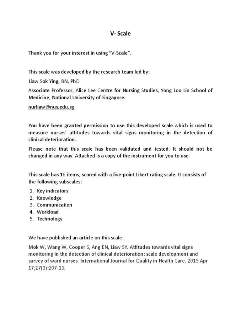 V Scale | PDF | Monitoring (Medicine) | Medicine