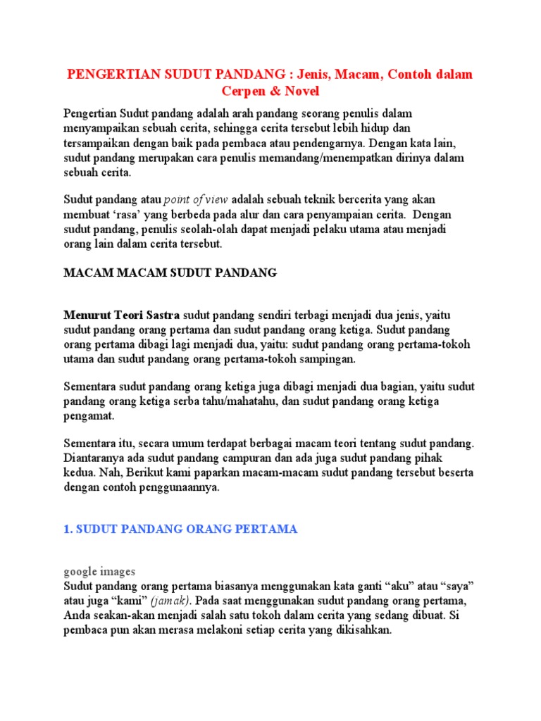 Pengertian Sudut Pandang | PDF