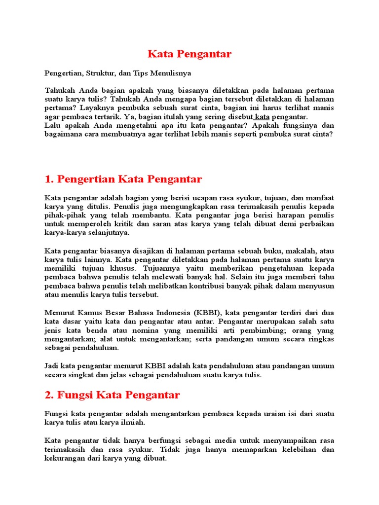 Panduan Menulis Kata Pengantar Makalah | PDF