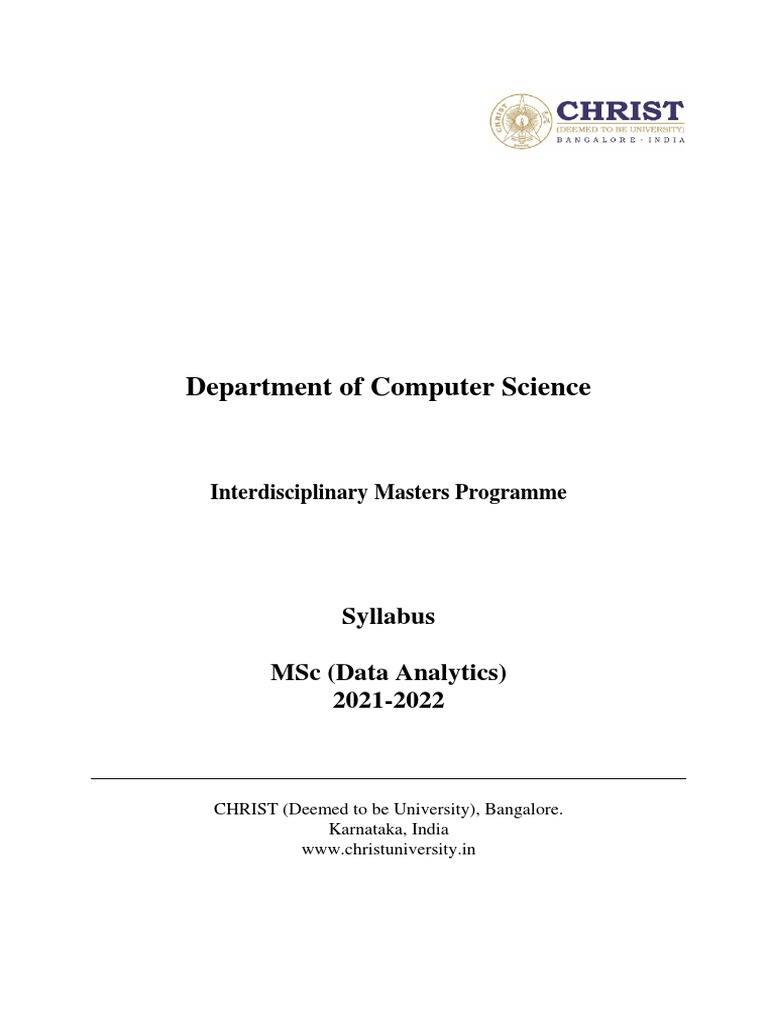 Department of Computer Science: Syllabus MSC (Data Analytics) 2021-2022 ...