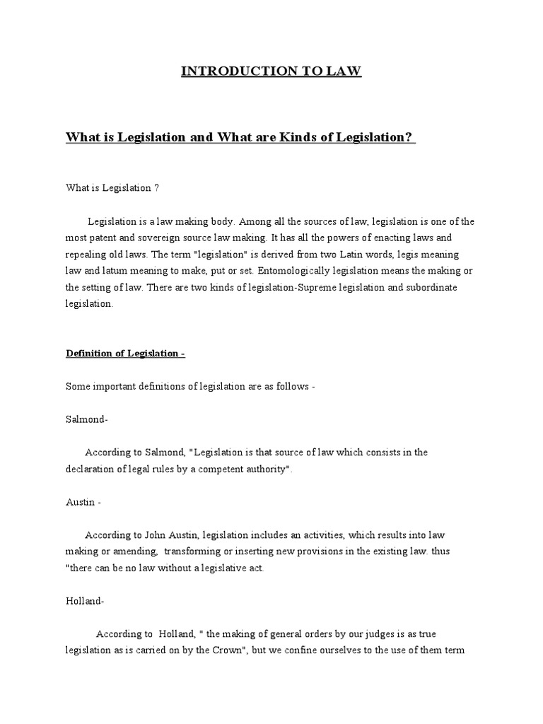 What Is Legislation and What Are Kinds of Legislation | PDF ...