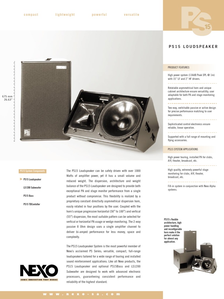 Nexo PS15 Lautsprecher | PDF | Loudspeaker | Sound Technology