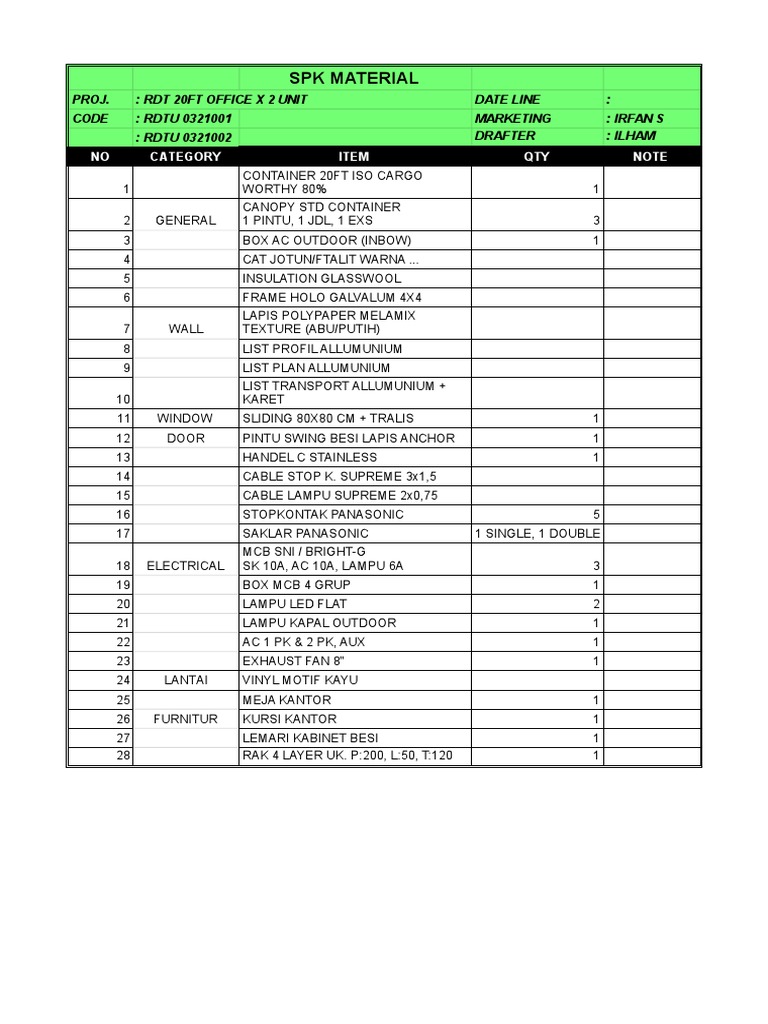 SPK Material Office Container | PDF