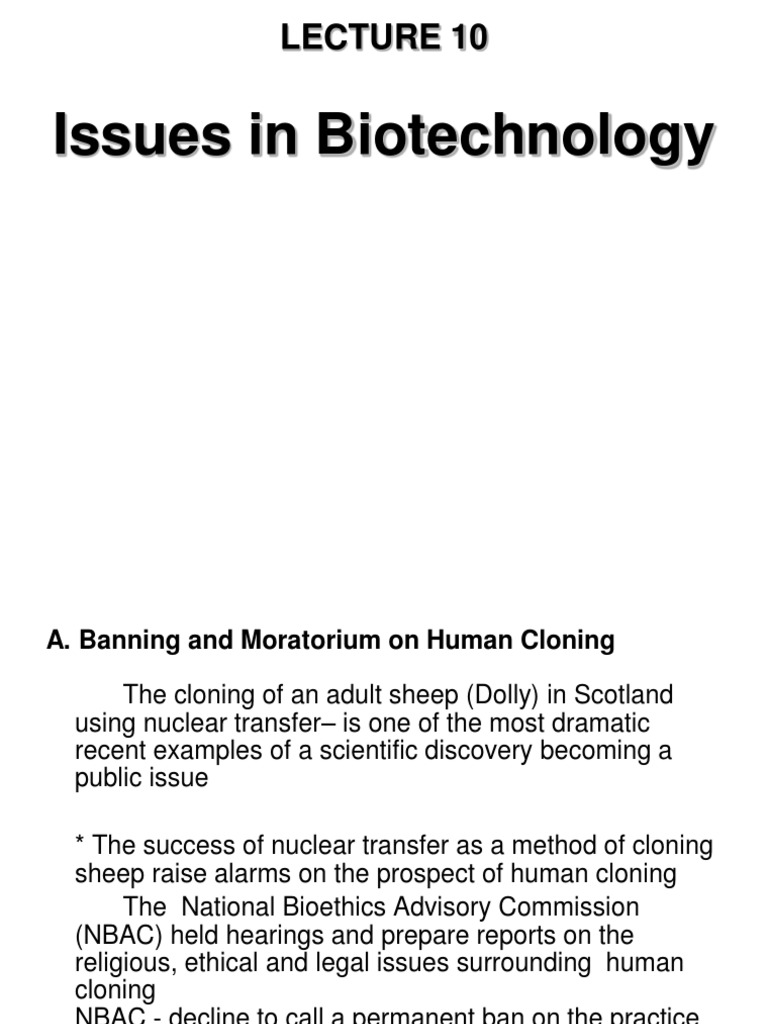 Issues in Biotechnology | PDF | Intellectual Property | Cloning
