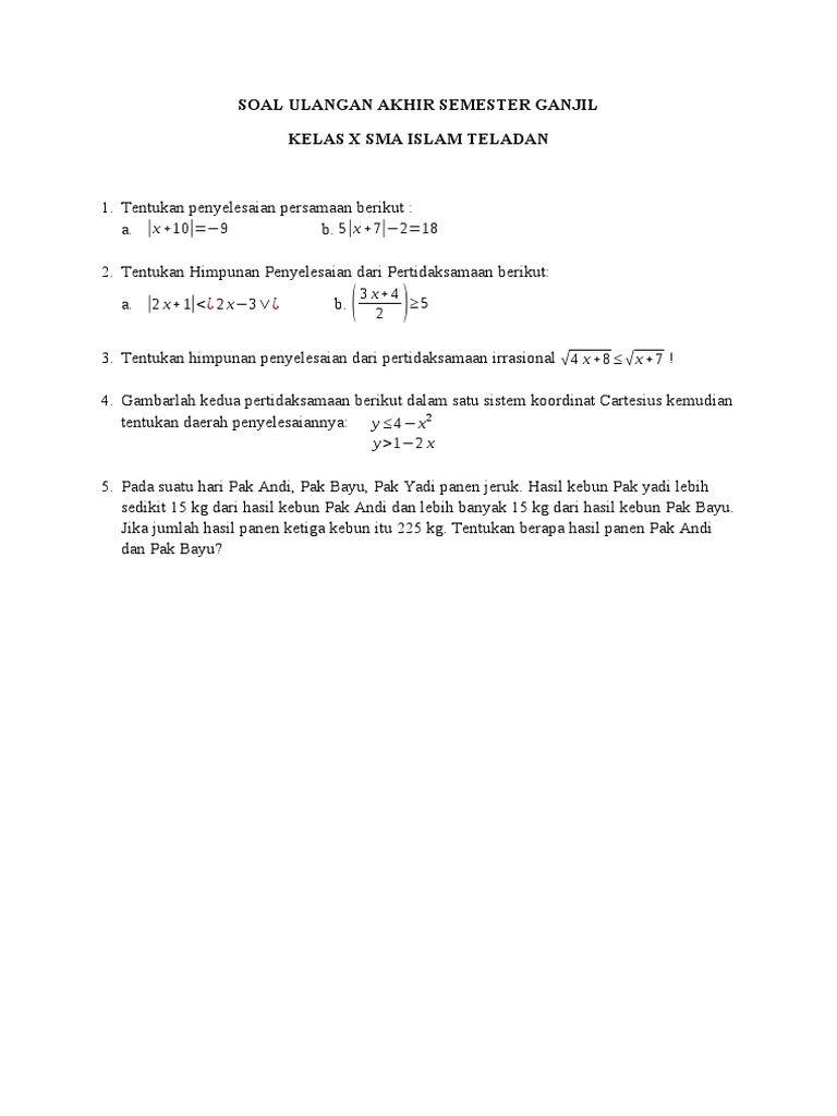 Soal Ulangan Akhir Semester Ganjil Sma | PDF | Metode & Bahan Ajar