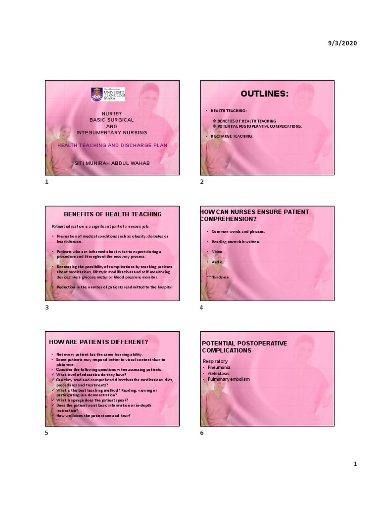 Health Teaching and Discharge Plan | PDF | Complication (Medicine ...