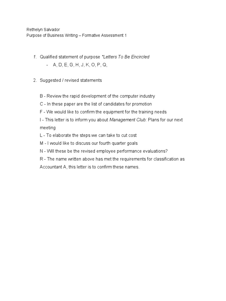 Formative Assessment 1 | PDF