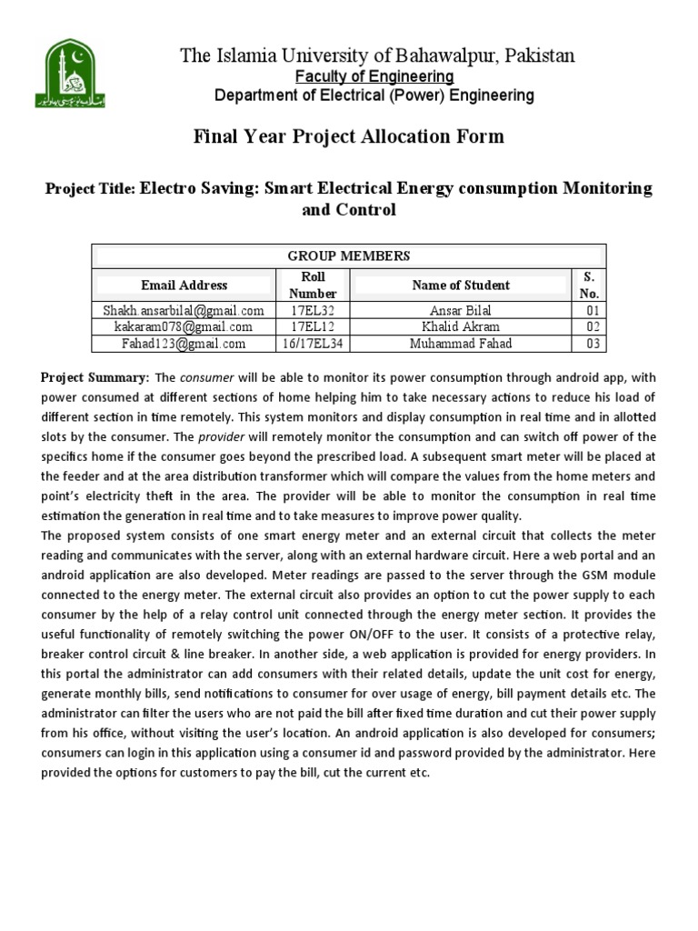 Final Year Project Allocation Form | PDF | Application Software | Android (Operating System)