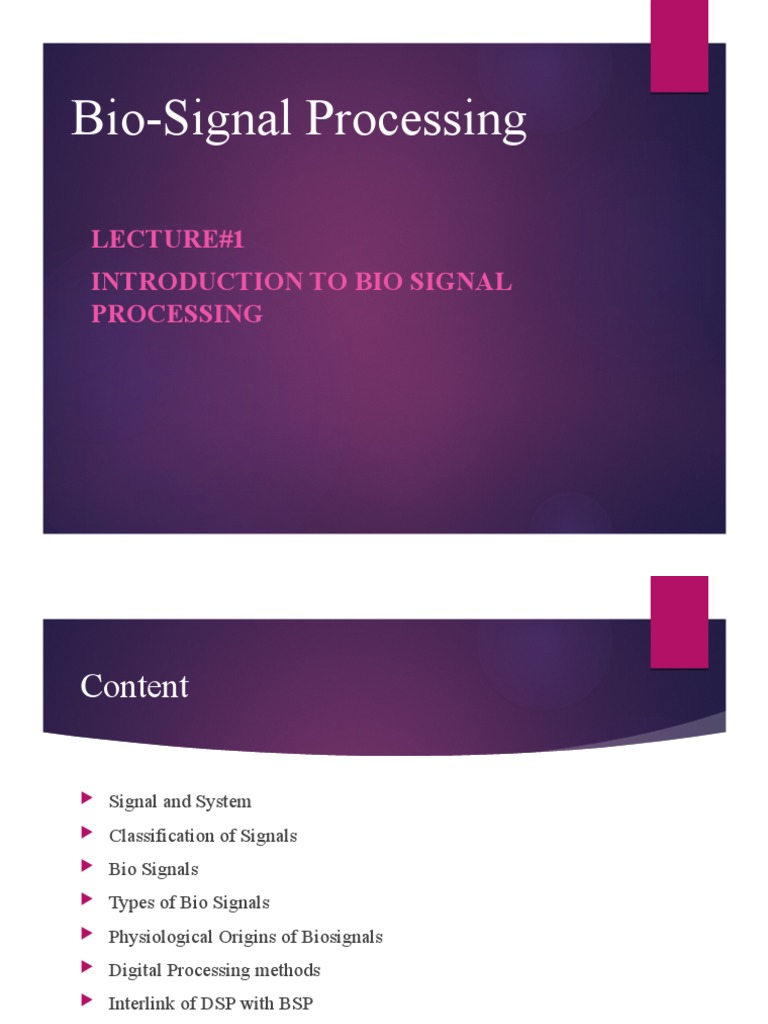 Lecture#1 Introduction To Bio Signal Processing | PDF | Discrete Time ...