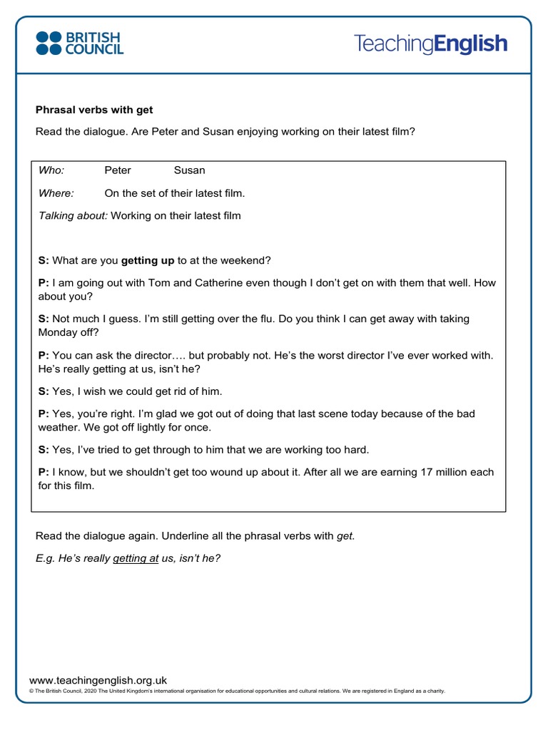 Phrasal Verbs With Get Student Worksheet | PDF