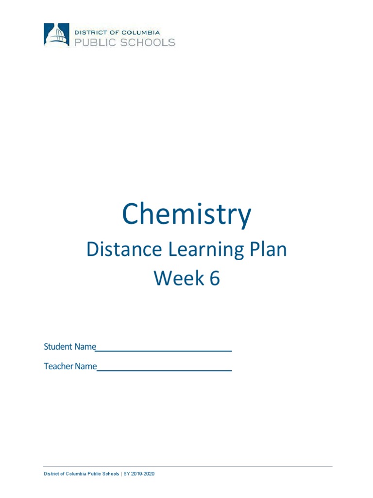 Chemistry: Distance Learning Plan Week 6 | PDF | Chemical Equilibrium ...