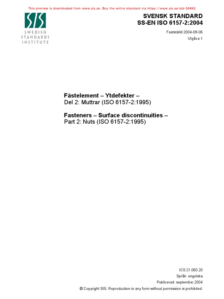 Svensk Standard SS-EN ISO 6157-2:2004 | PDF | Europe | Regulation