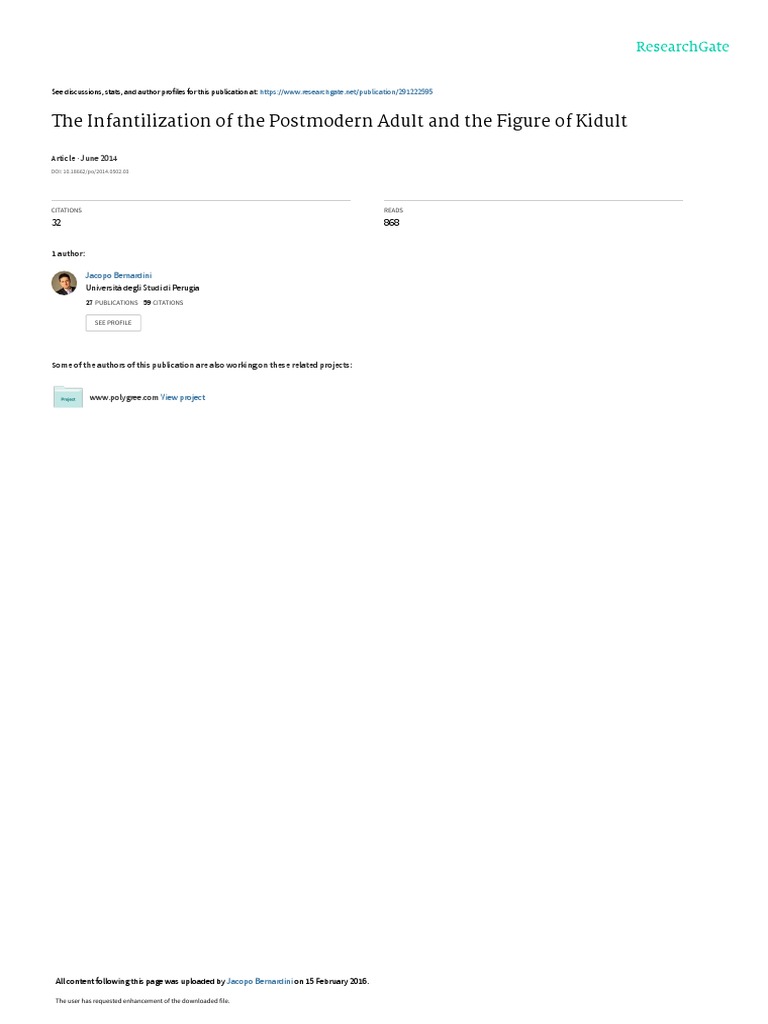 The Infantilization of The Postmodern Adult and TH | PDF | Adults ...