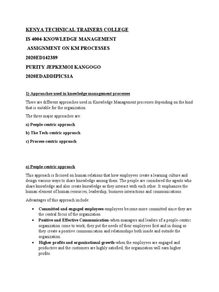 KM Assignment On KM Processes | PDF | Knowledge | Learning